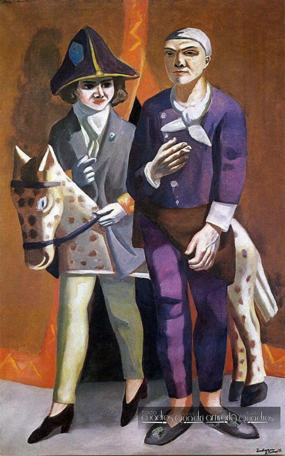 Painting "The Artist and His Wife" by Max Beckmann, a modernist work.