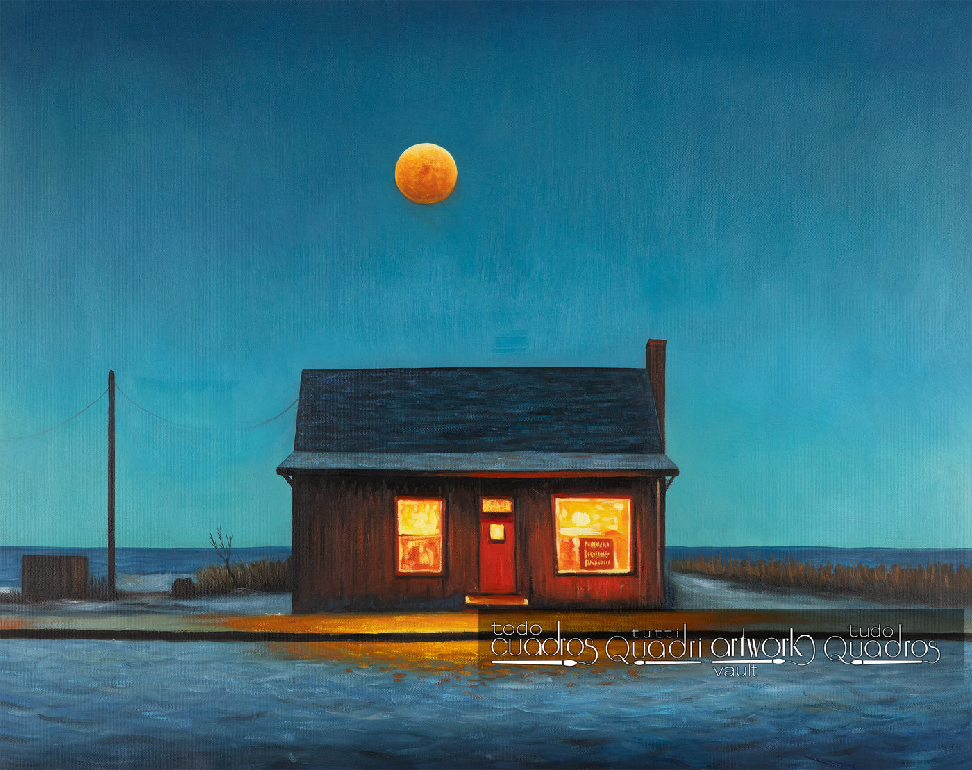 Night Shift, oil painting in a modern Hopper style