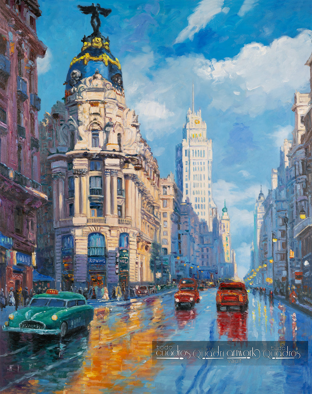 Madrid in Motion, Modern Monet-Style Oil Painting