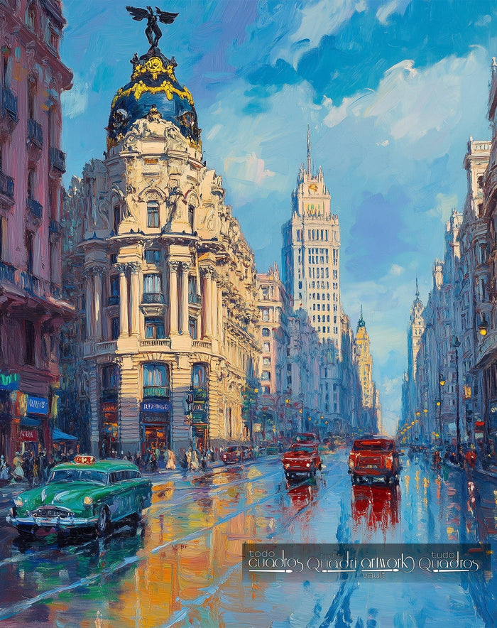 Madrid in Motion, Modern Monet-Style Oil Painting