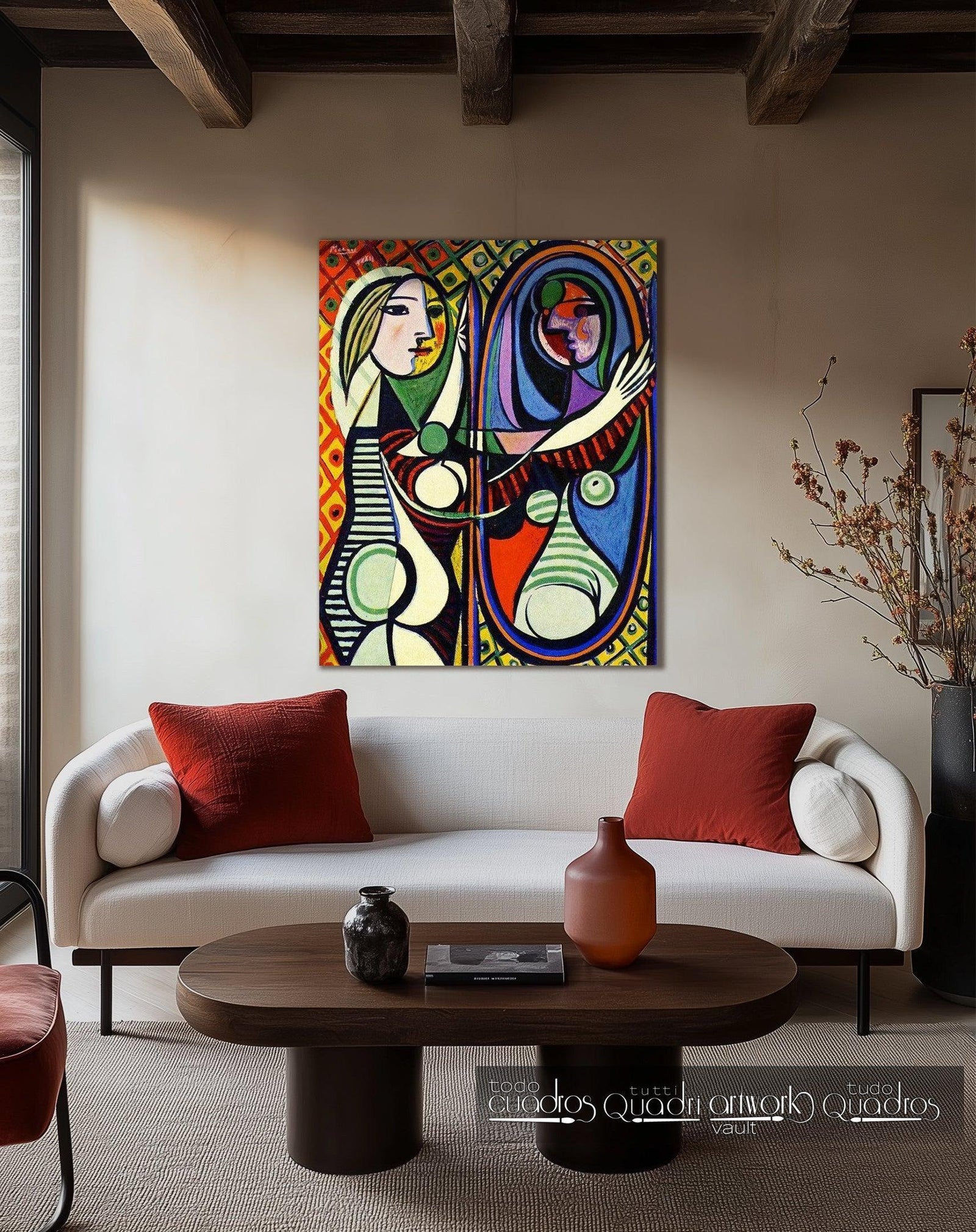 "Girl Before a Mirror" by Picasso, oil painting replica of the painting.
